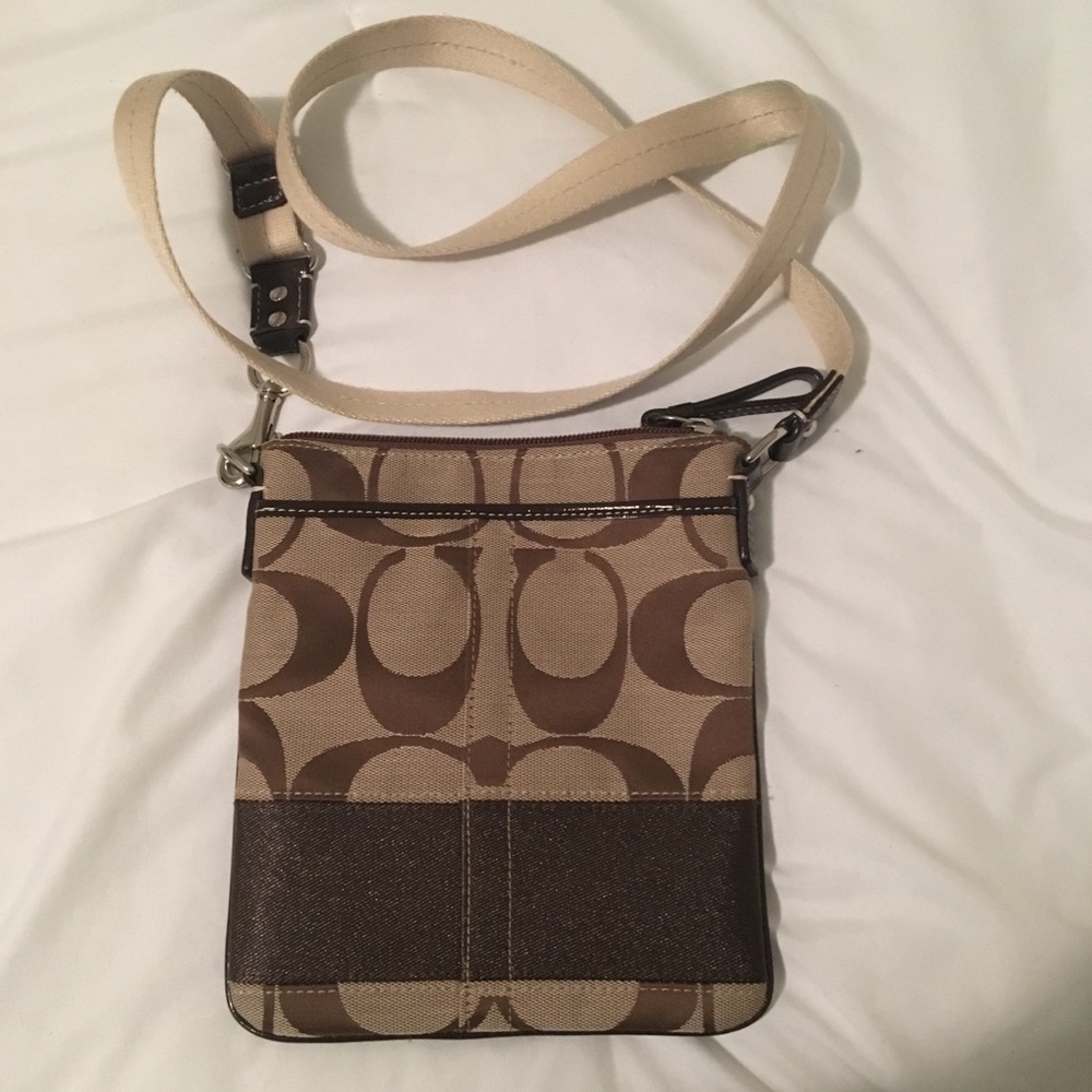 Authentic Coach Signature Striped Crossbody - Gem